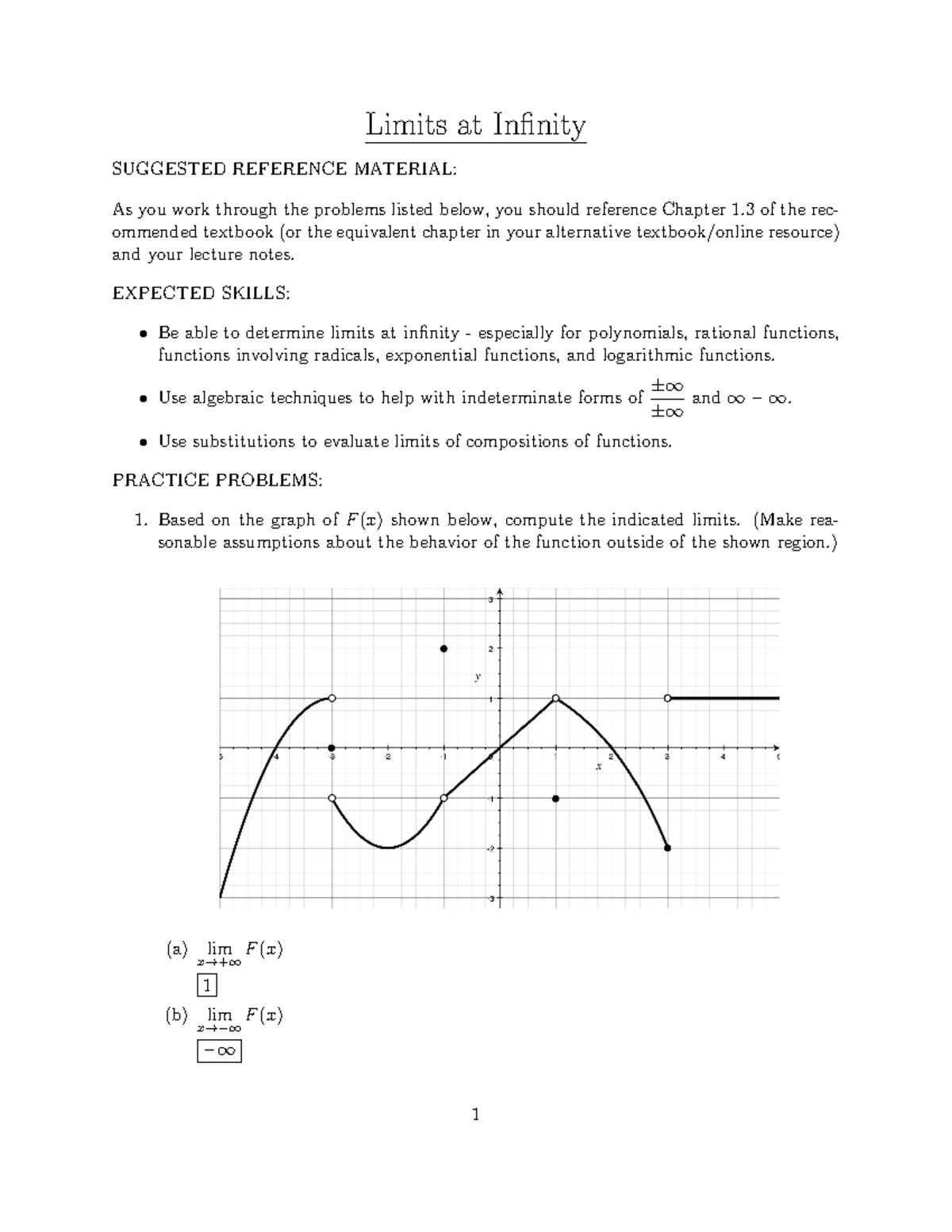 Limits at Infinity Homework (Calculus: Concepts & Techniques) - Studocu