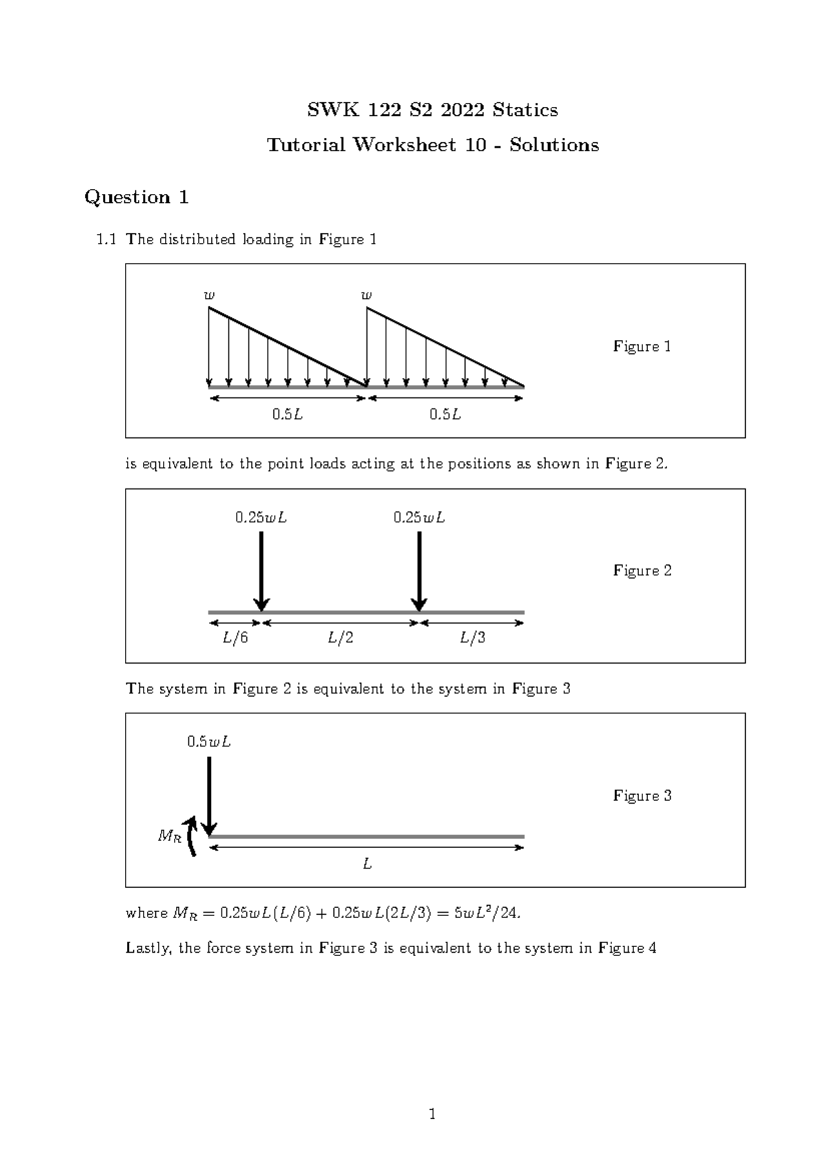 22SWK122 TUT 10 - Statics Solutions for Tutorial Worksheet 10 - Studocu