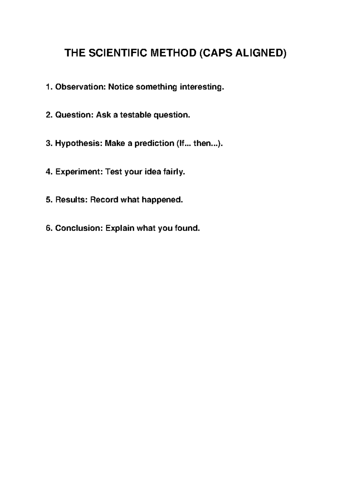 Scientific method poster - THE SCIENTIFIC METHOD (CAPS ALIGNED) 1 ...