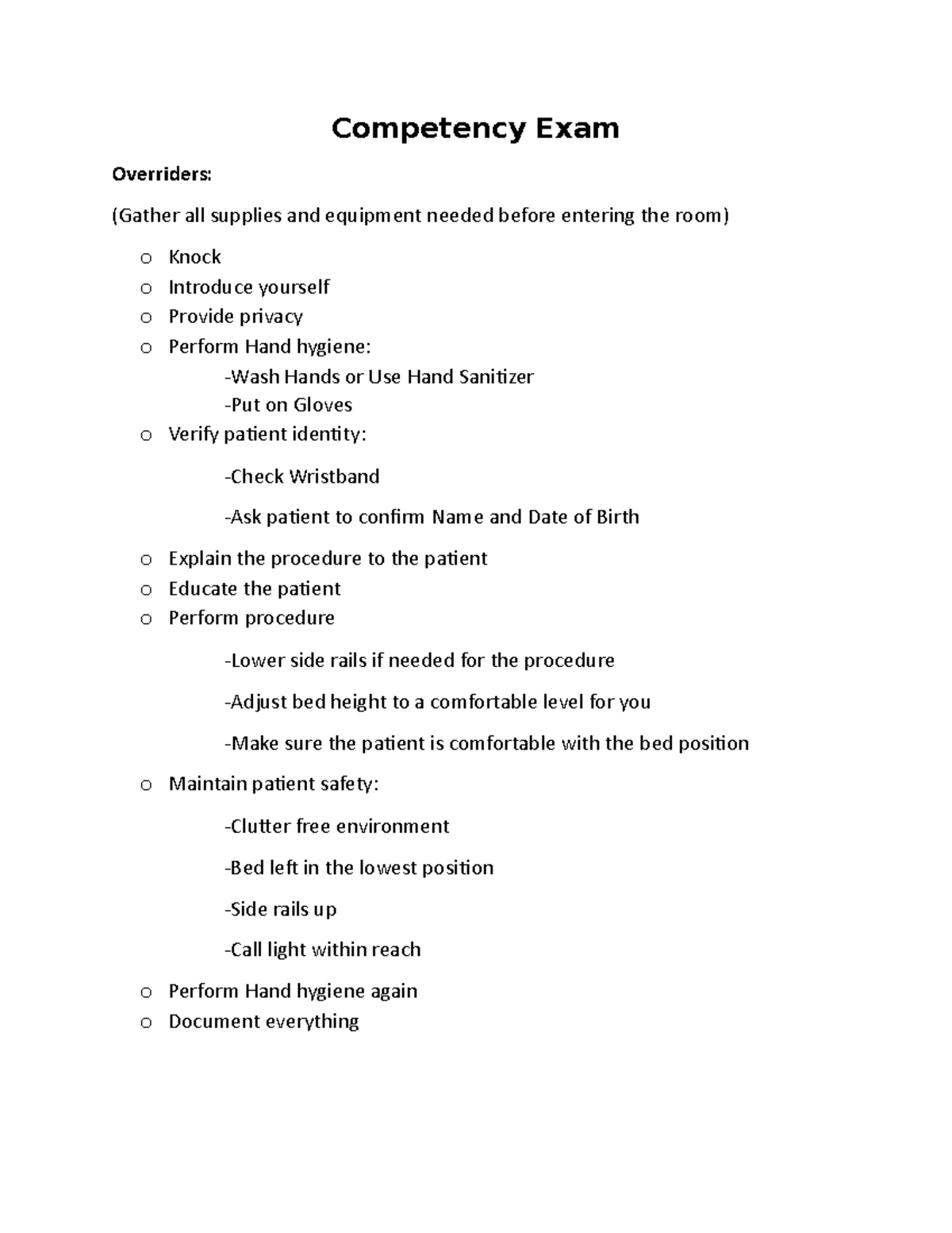 Competency Exam - Summary Foundations - Competency Exam Overriders ...