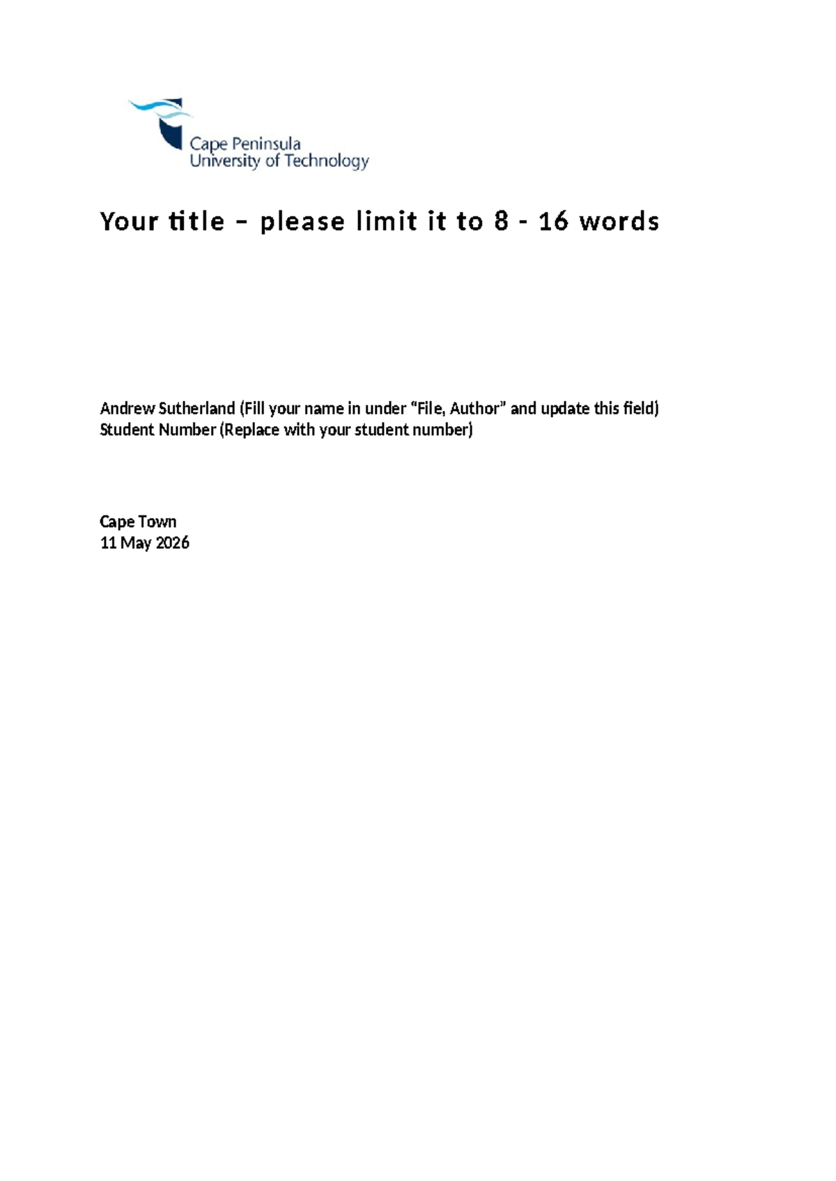 Research Dissertation Template: Guidelines and Rubric for Assessment ...