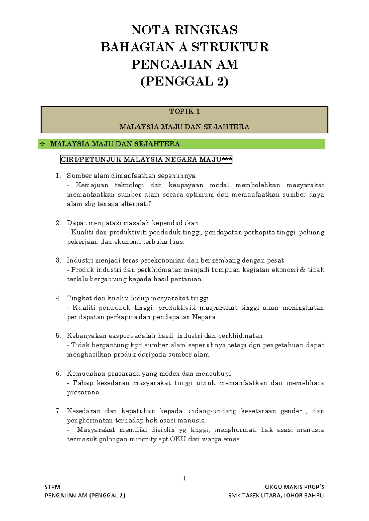 Document (1) - pengajian am sem 2 - NOTA RINGKAS BAHAGIAN A STRUKTUR ...