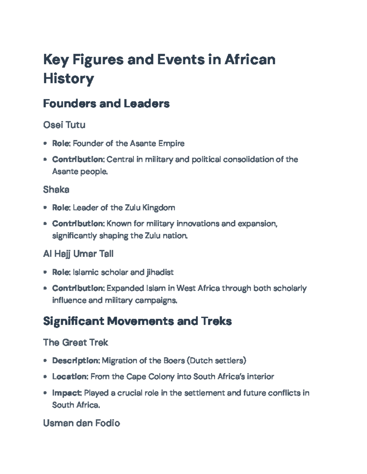 Key Figures and Events in African History: Colonization & Resistance ...