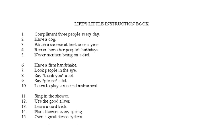 Life's Little Instruction Book: Essential Tips for Everyday Living ...