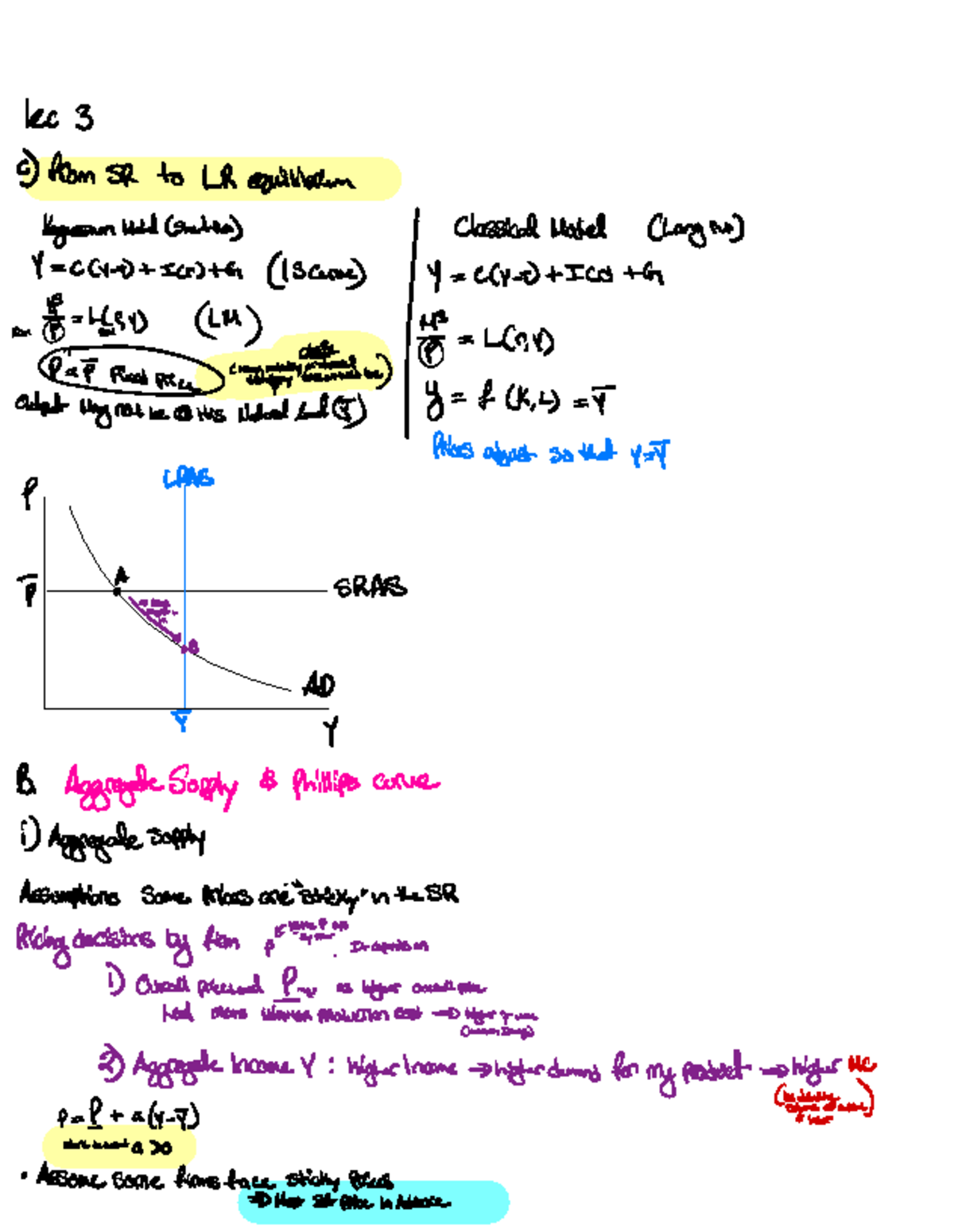 Lec 3: SR to LR Equilibrium Analysis and Price Adjustments - Studocu