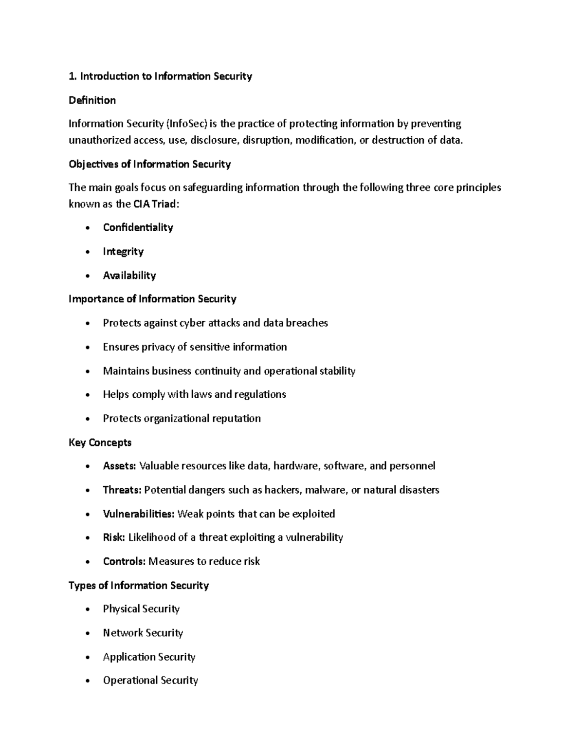 Information Security (CS101) - Comprehensive Study Notes - Studocu