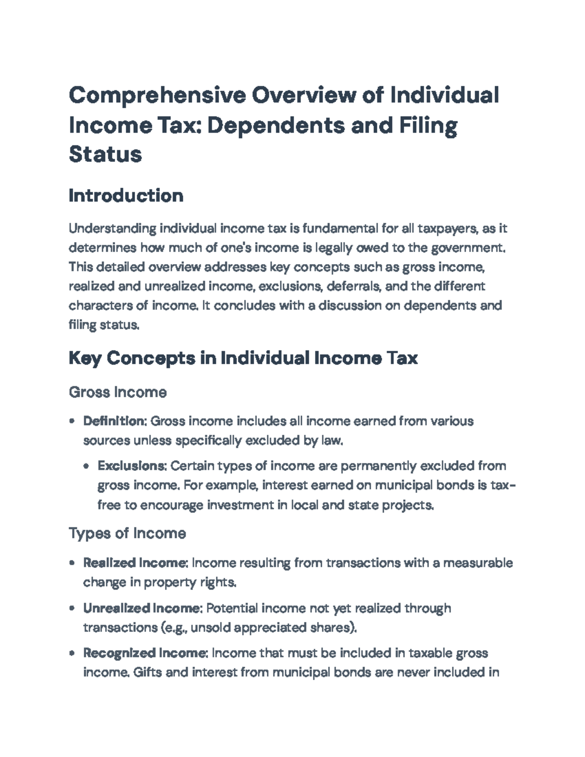 Comprehensive Overview of Individual Income Tax: Dependents & Filing ...