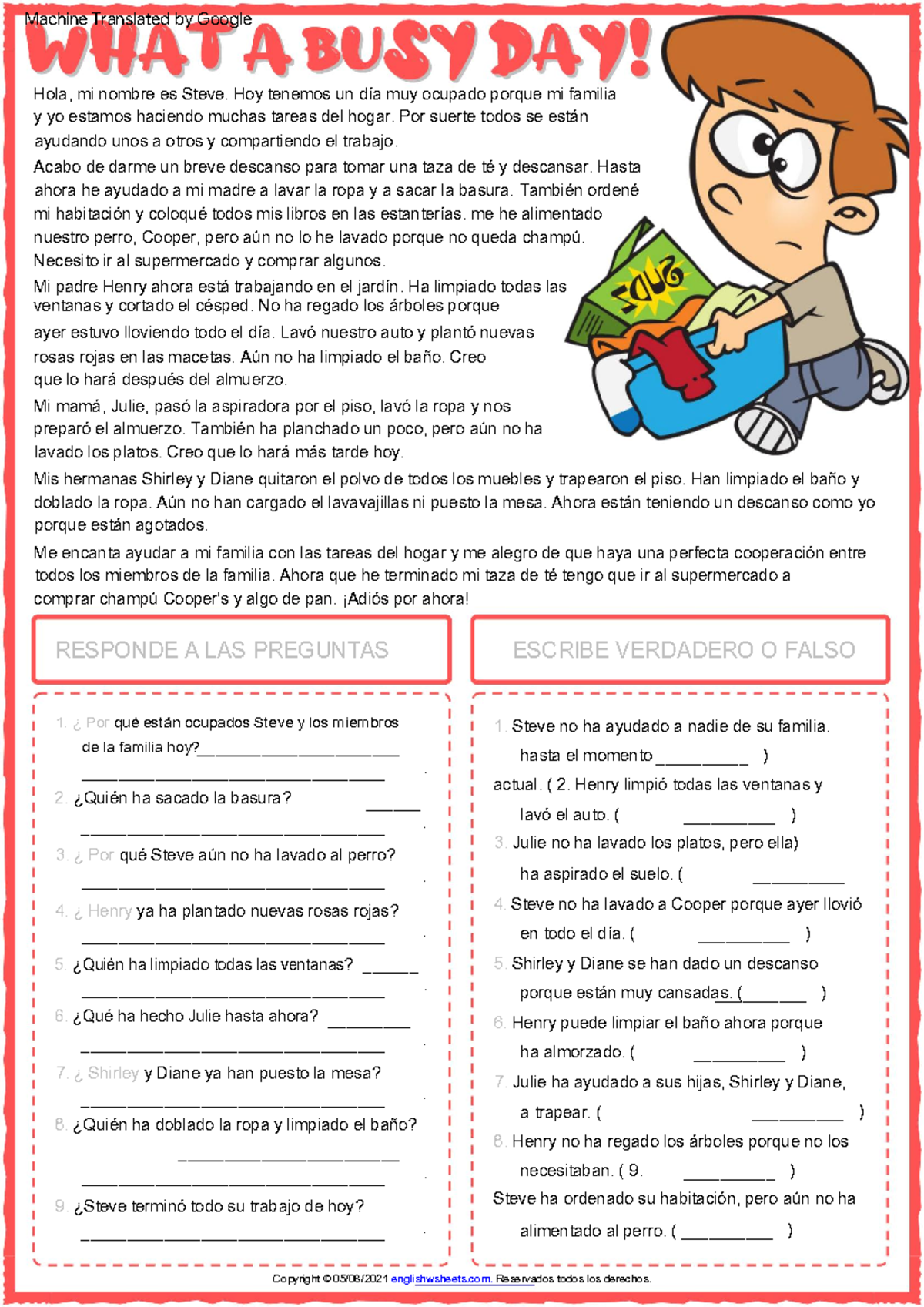 673015524 ESL Present Perfect Tense Worksheet: A Busy Day Activity ...