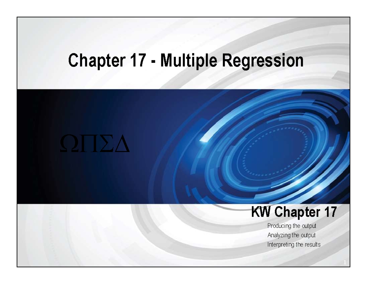 ADMS 2320 Chapter 17 Multiple Regression Analysis and Output - Studocu