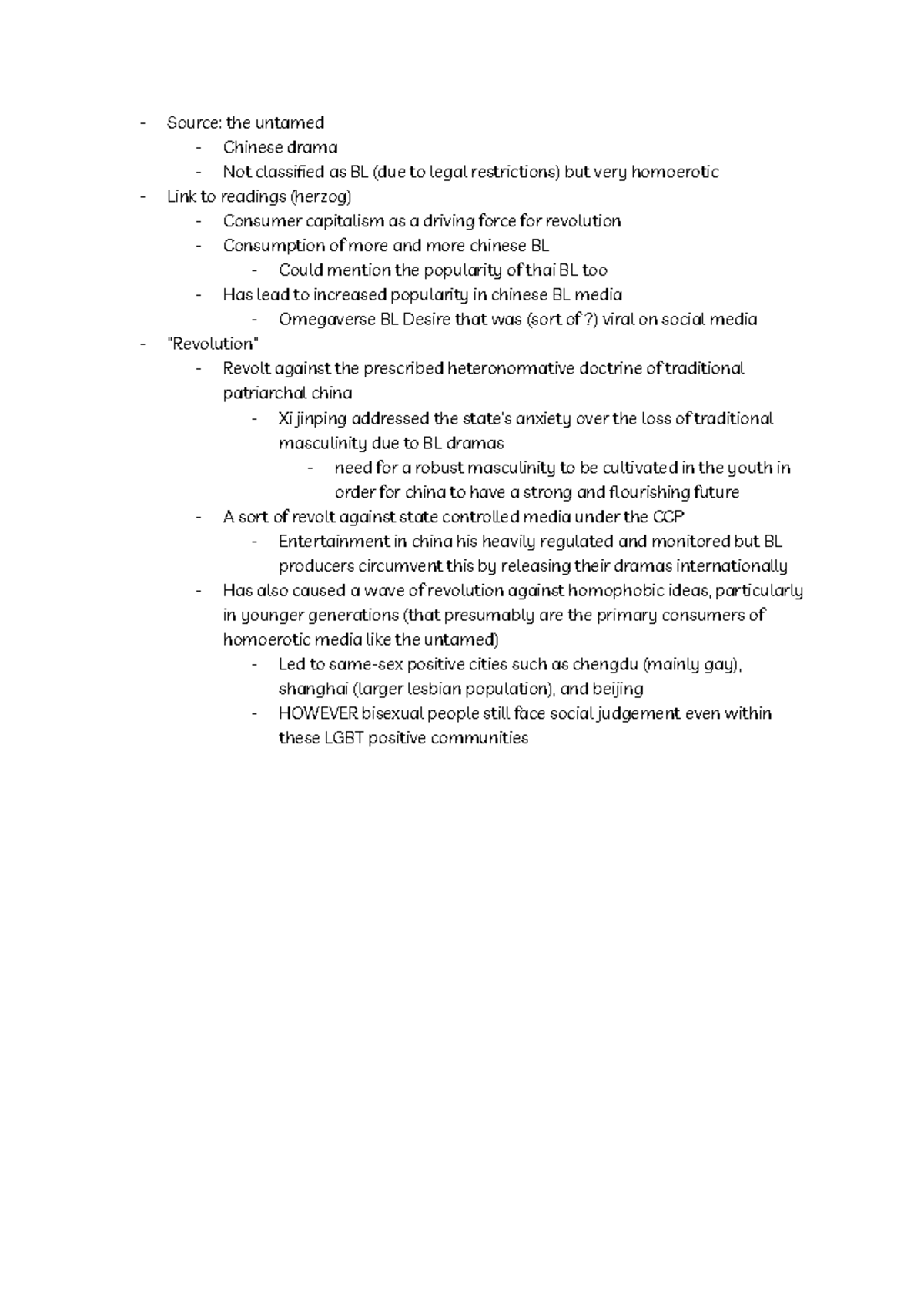 Arts2906 Presentation Notes: The Impact of BL Media in China - Studocu