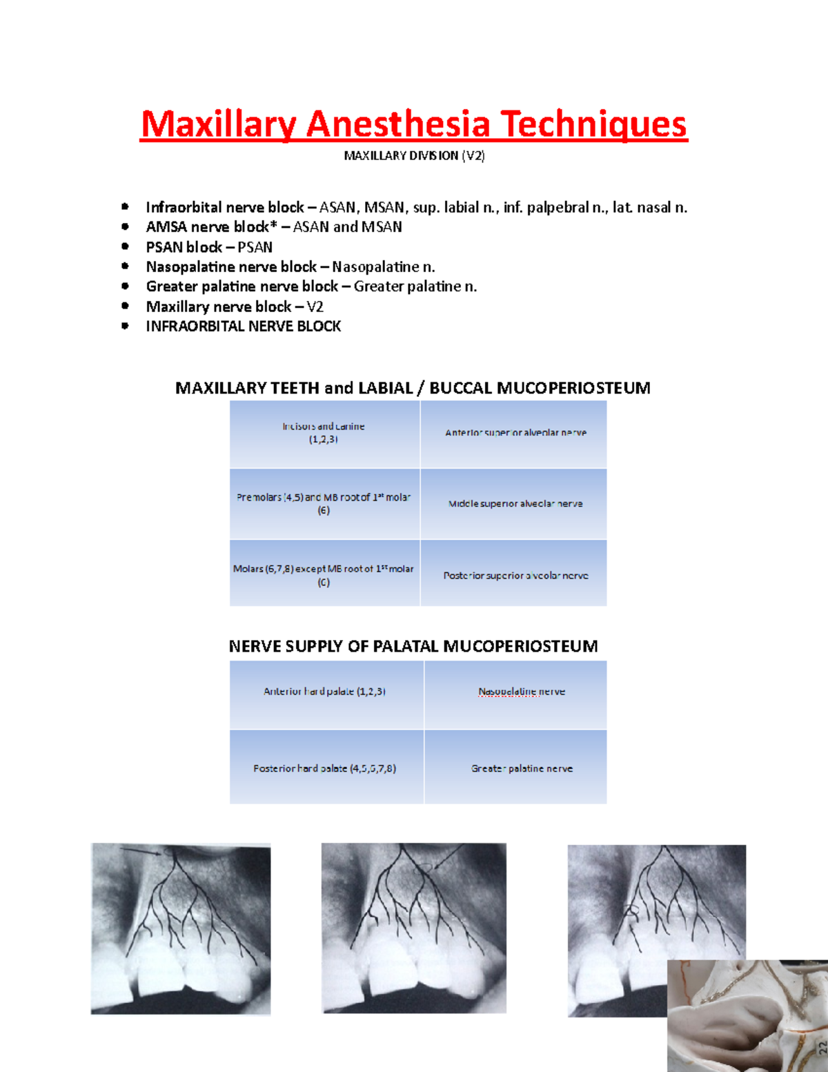 Maxillary Anesthesia Techniques for V2 Division: Overview and Methods ...