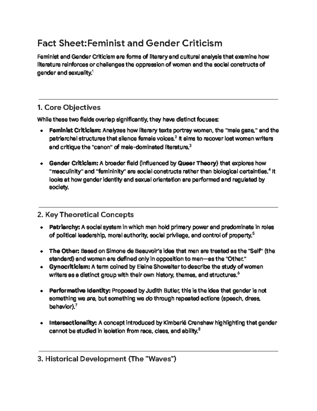 Fact Sheet: Feminist & Gender Criticism Overview - Studocu