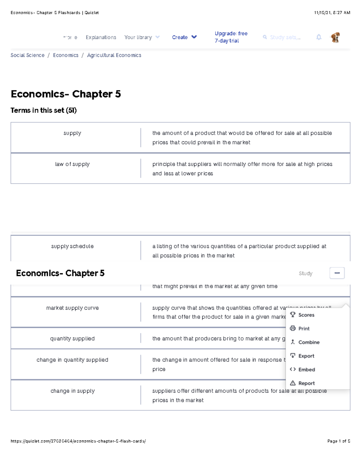 Economics- Chapter 5 Flashcards on Supply and Production Principles ...
