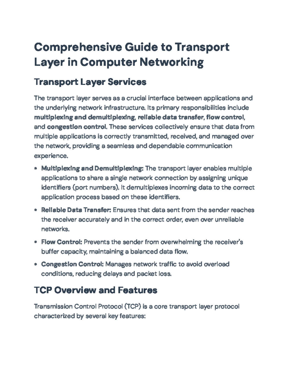 Comprehensive Overview of TCP Mechanisms in Computer Networking ...