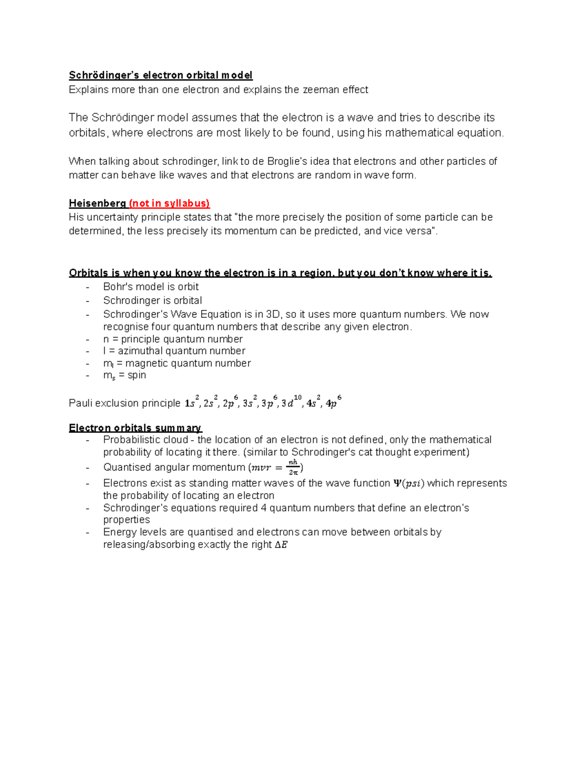 Physics Module 8: Electron Orbitals & Quantum Mechanics Summary - Studocu