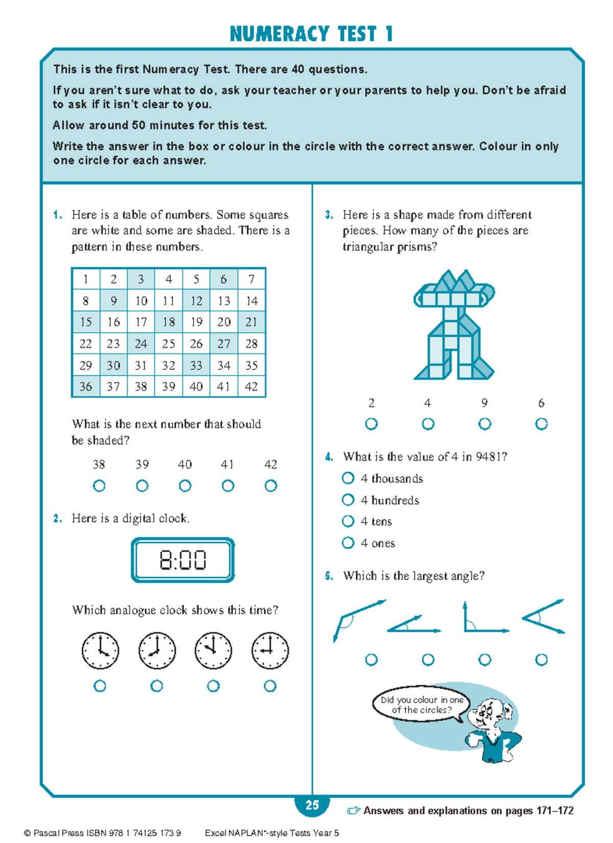 NUMERACY TEST 1 - NAPLAN Year 5 Practice Questions - Studocu