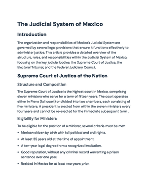 Overview of the Structure and Function of the Mexican Federal Judiciary - Structure and ...