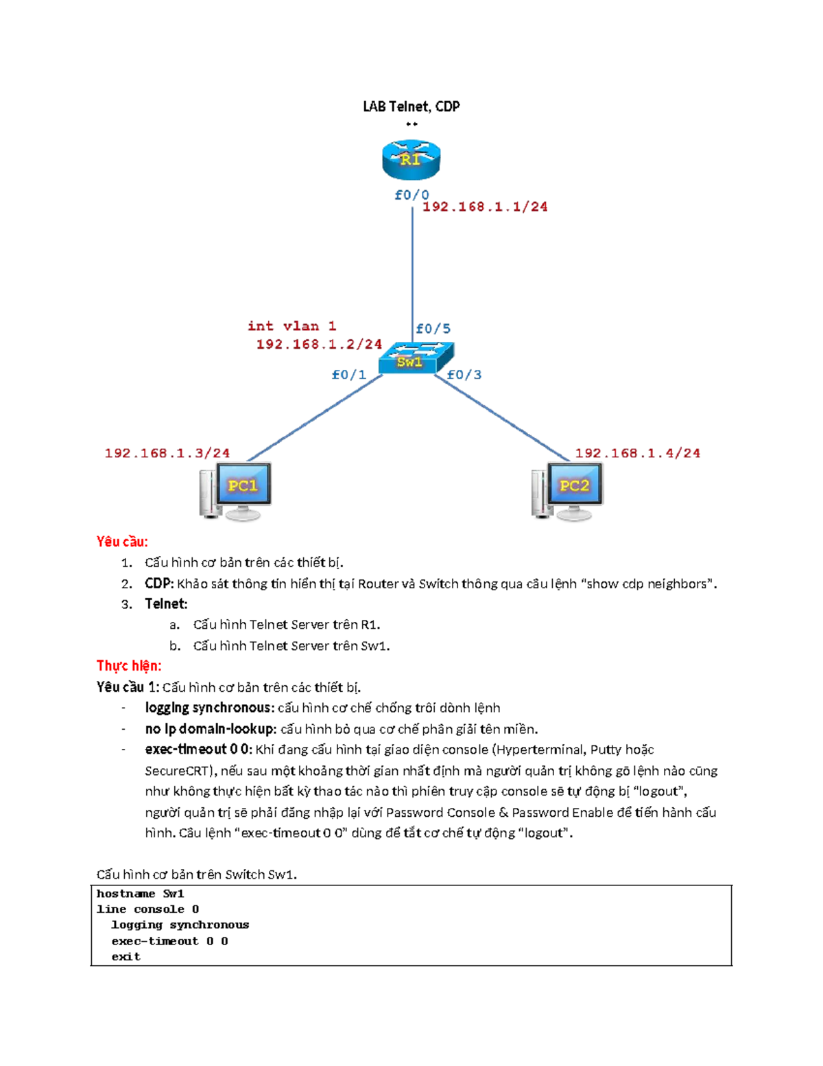 Lab 6 - Telnet & CDP Configuration Guide (BQK) - Studocu