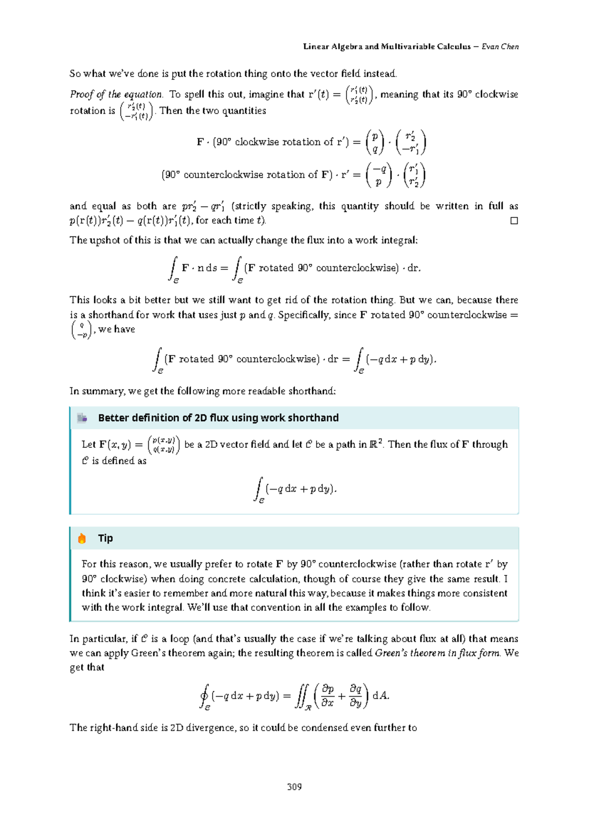 Linear Algebra & Multivariable Calculus: Flux & Work Integral Summary ...