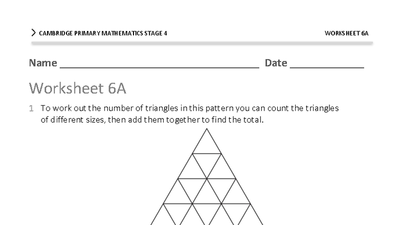 Prim maths 4 2ed tr diff ws 6a - CAMBRIDGE PRIMARY MATHEMATICS STAGE 4 ...