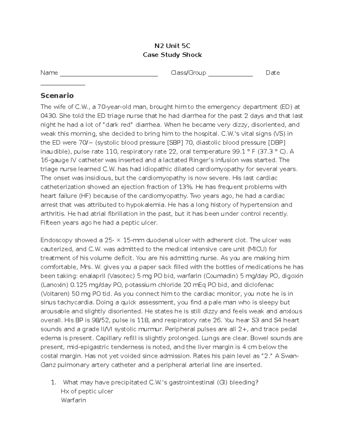 Case Study Shock-1 - n/a - N2 Unit 5C Case Study Shock Name