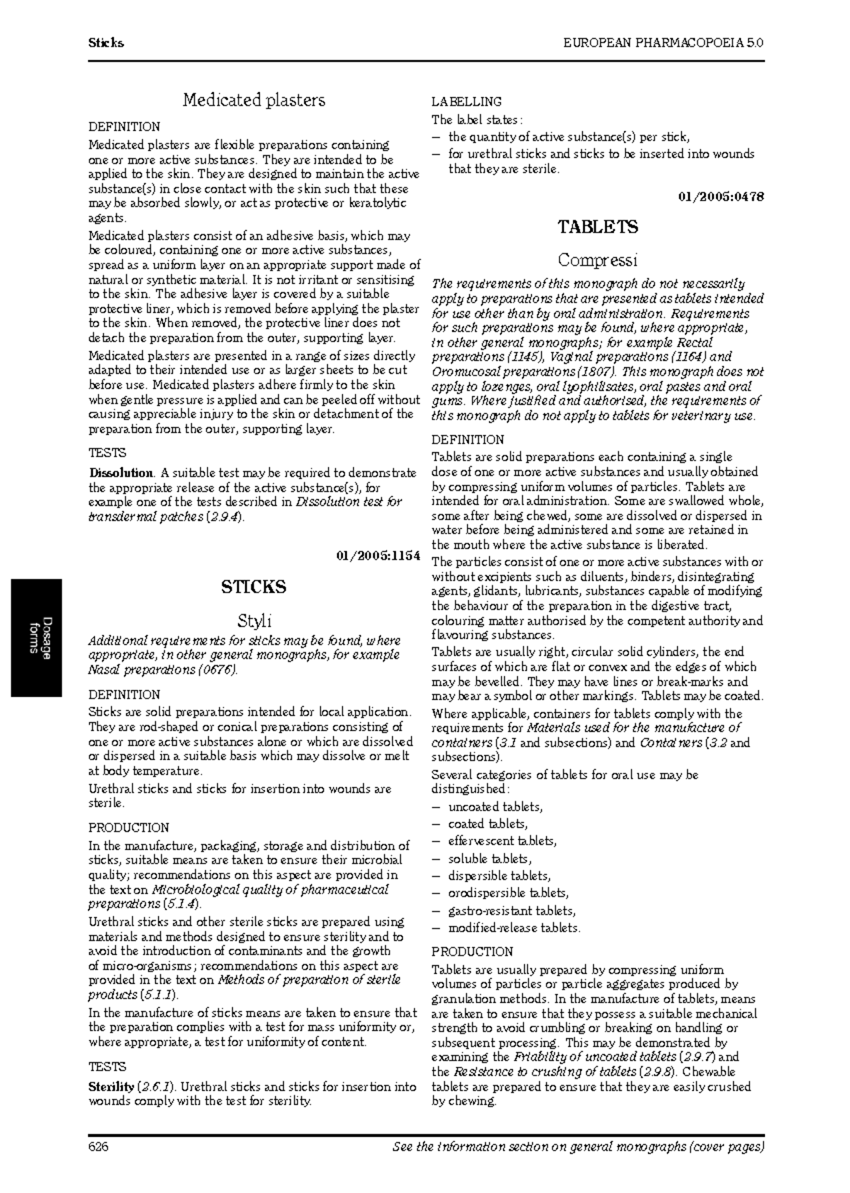 Tablets & Sticks - EUROPEAN PHARMACOPOEIA 5.0 Overview and Definitions ...