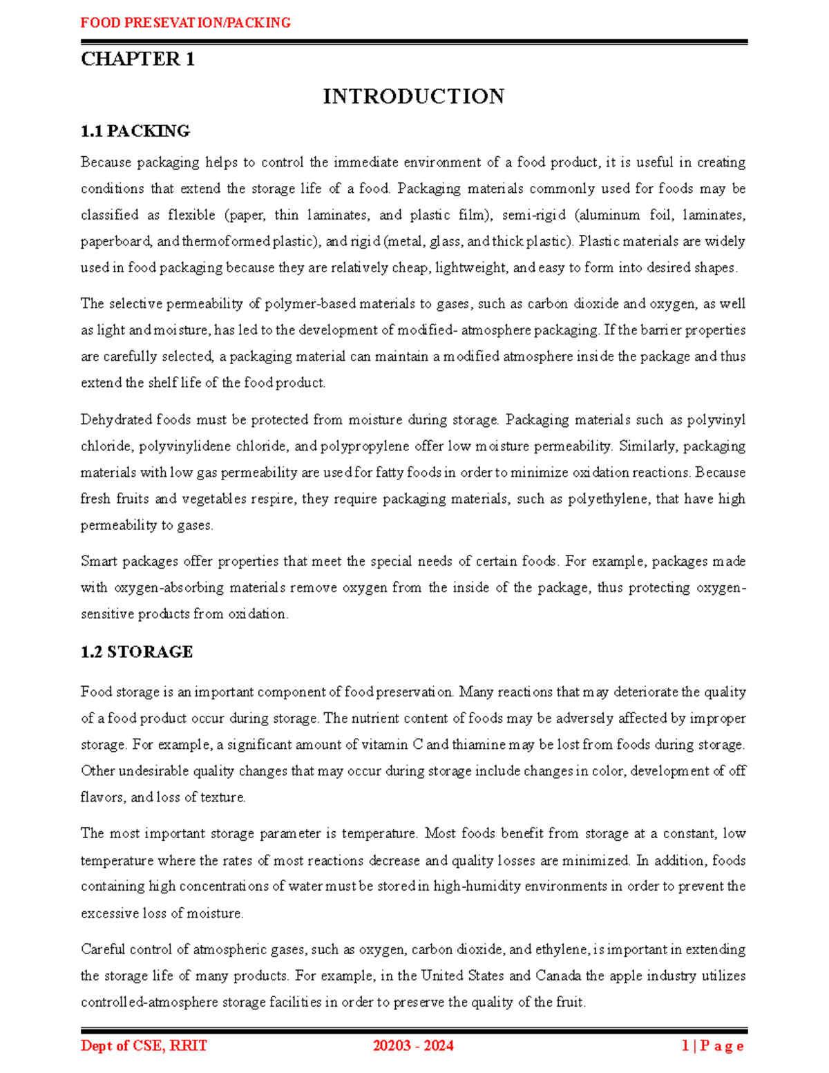 AICTE REPORT: Food Preservation Techniques and Their Importance - Studocu