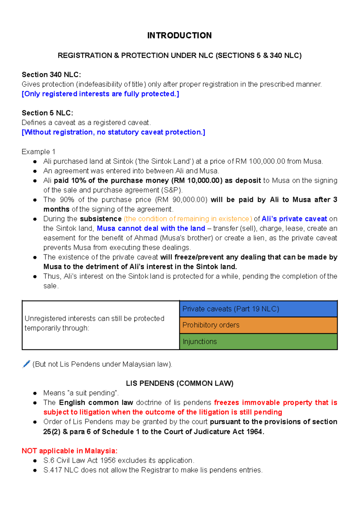 NLC 340: Understanding Registration Protection in Land Law II - Studocu