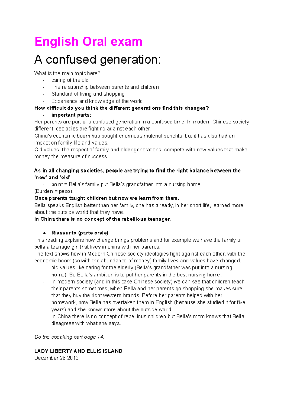 Oral Exam Notes: English Oral Exam Insights and Key Concepts - Studocu