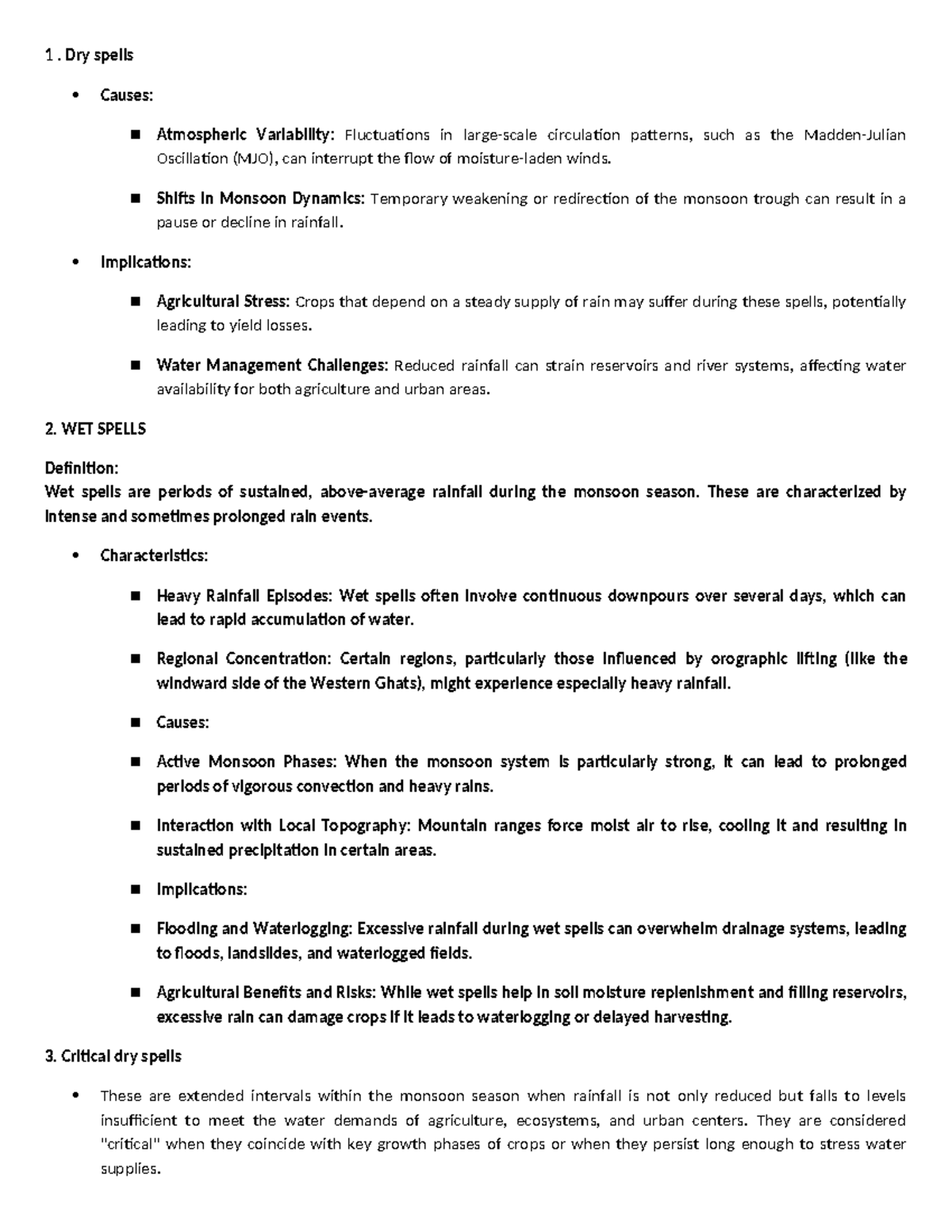 1st Module Notes: Understanding Dry and Wet Spells in Monsoon Dynamics ...