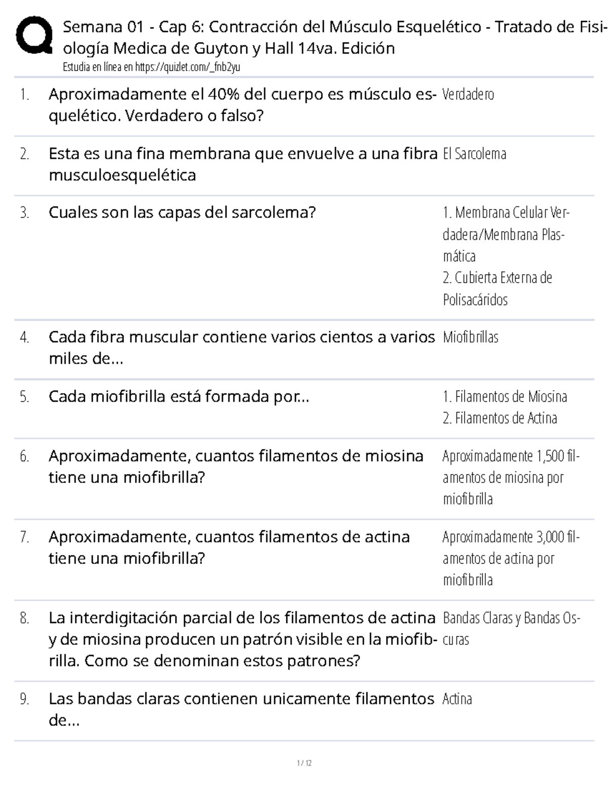 Semana 01 Cap 6: Contracción del Músculo Esquelético - Fisiología ...