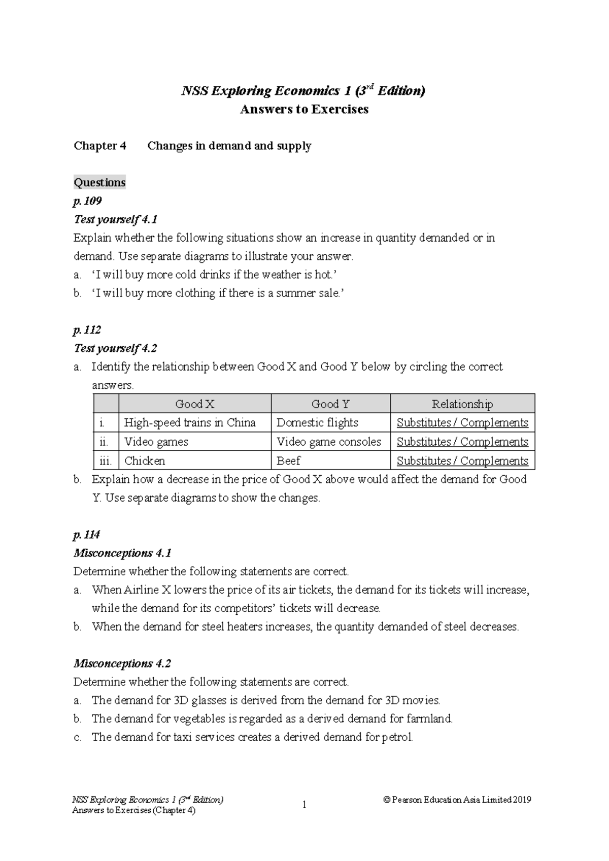 NSS Exploring Economics 1 (3rd Edition) - Chapter 4 Demand & Supply Q&A ...