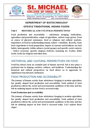 OBT351-FOOD, Nutrition AND Health Question BANK - ST. ANNE’S COLLEGE OF ...