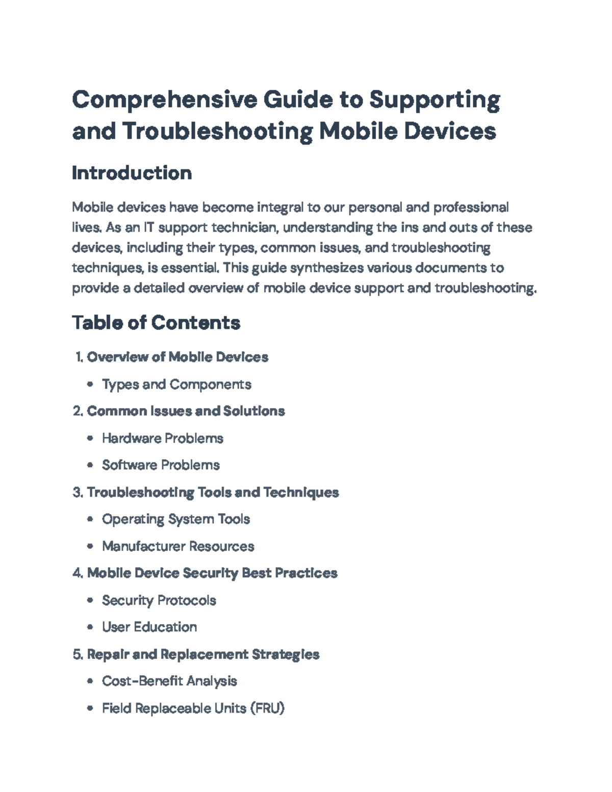 Comprehensive Guide to Mobile Device Support and Troubleshooting ...