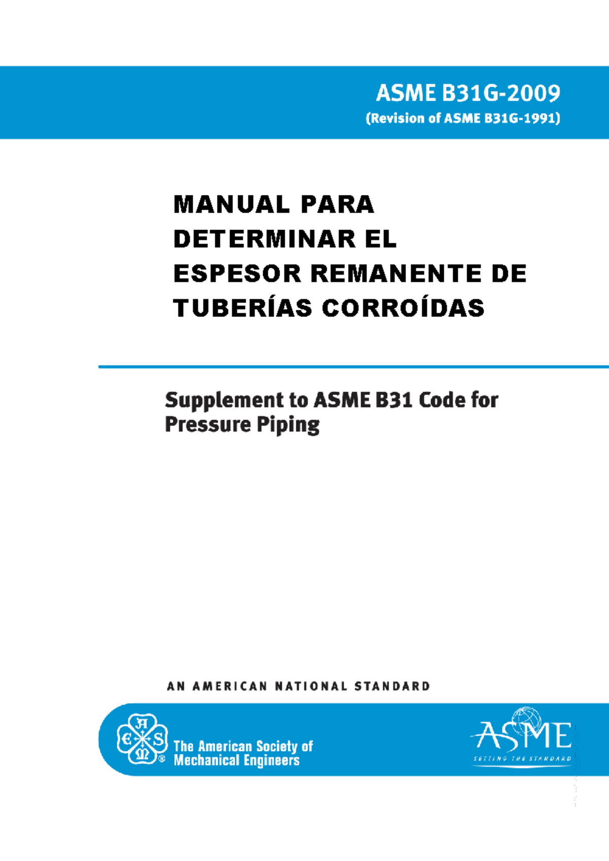 Manual ASME B31G-2009: Evaluación de Tuberías Corroídas en Español ...