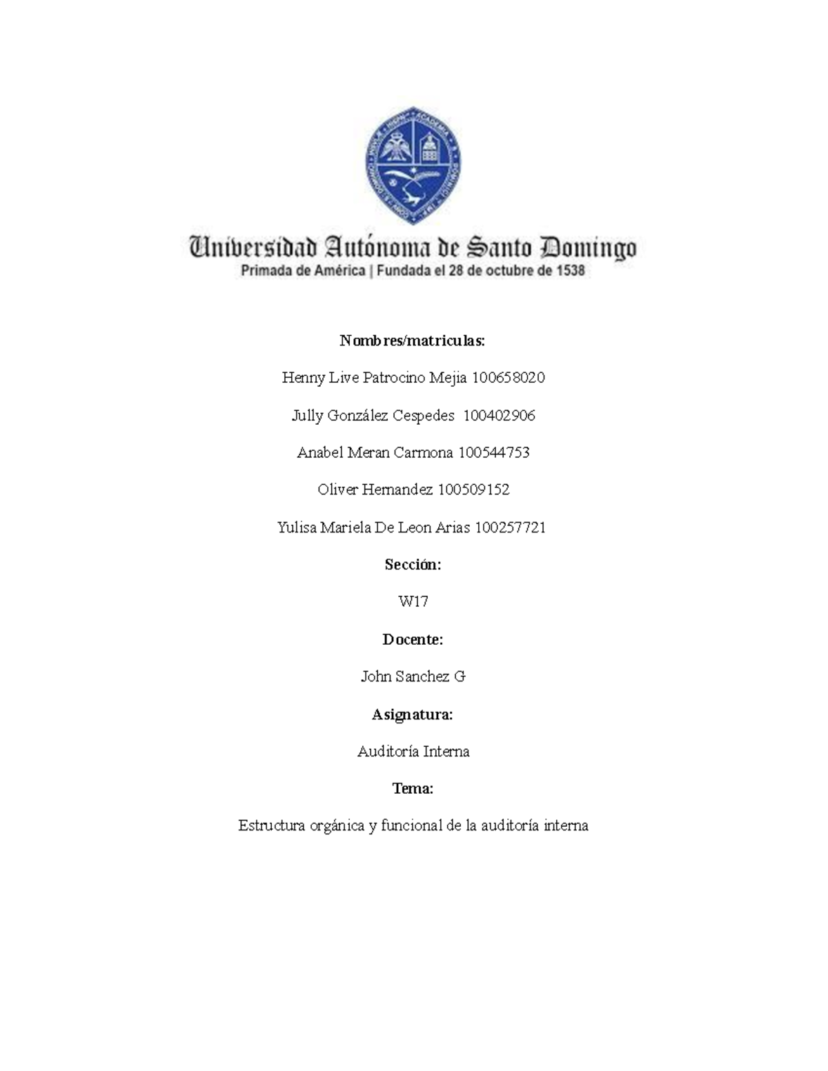 Análisis de la Estructura Orgánica de la Auditoría Interna - AUD ...