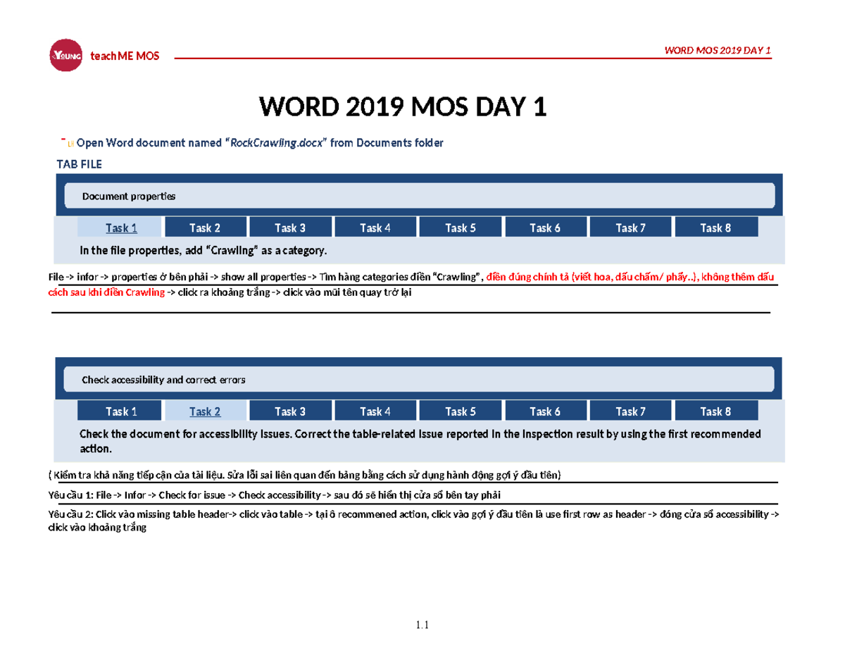 DAY 1 chuyen doi word - NHTM - WORD MOS 2019 DAY 1 teachME MOS WORD ...