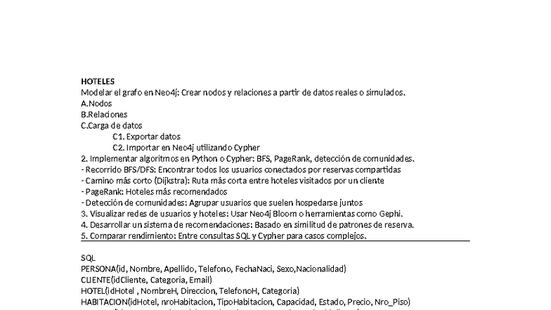 HOTELES: Informe 9 - Modelado de Grafos en Neo4j y Algoritmos - Studocu