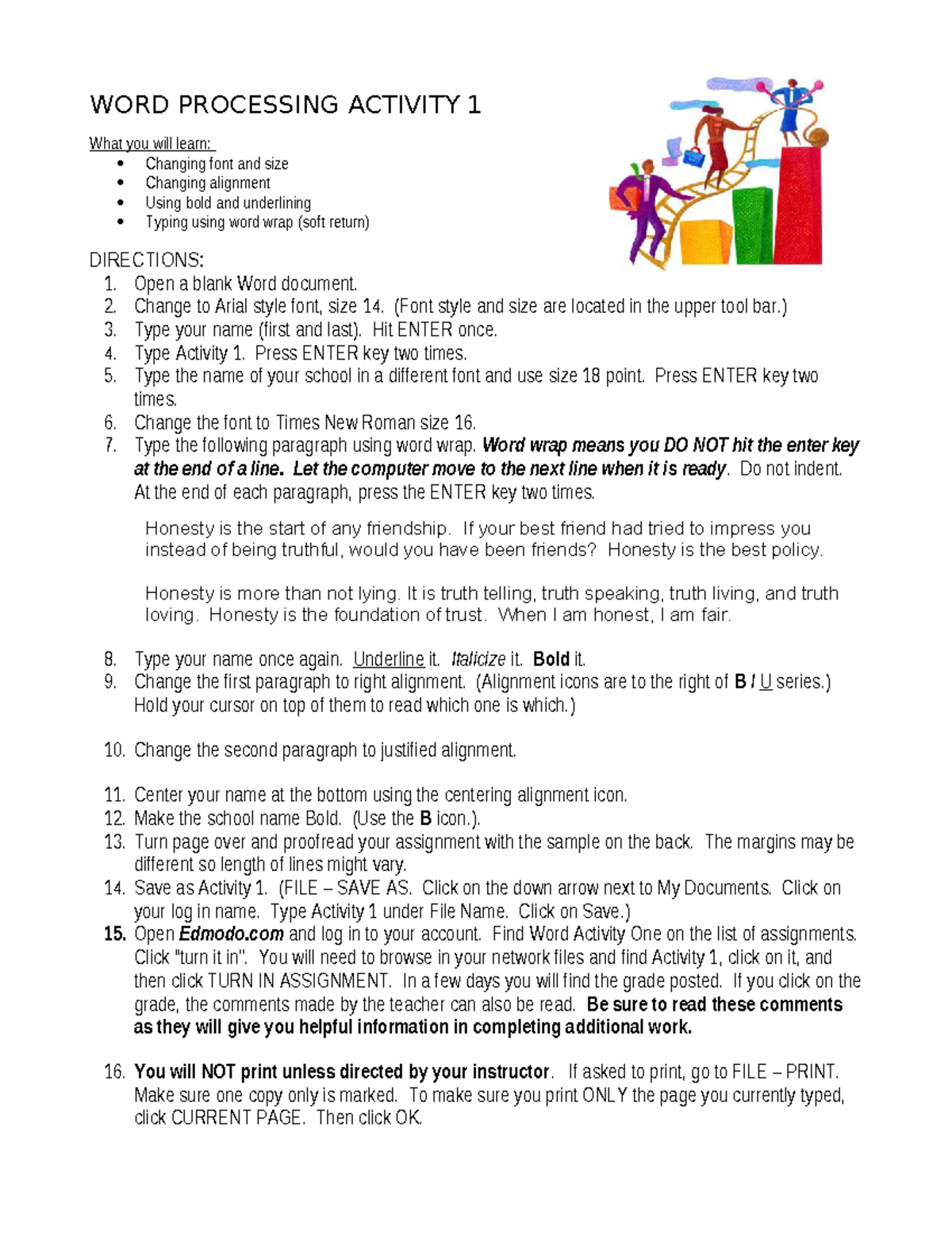 WORD PROCESSING ACTIVITY 1: Mastering Font and Alignment Techniques - Studocu