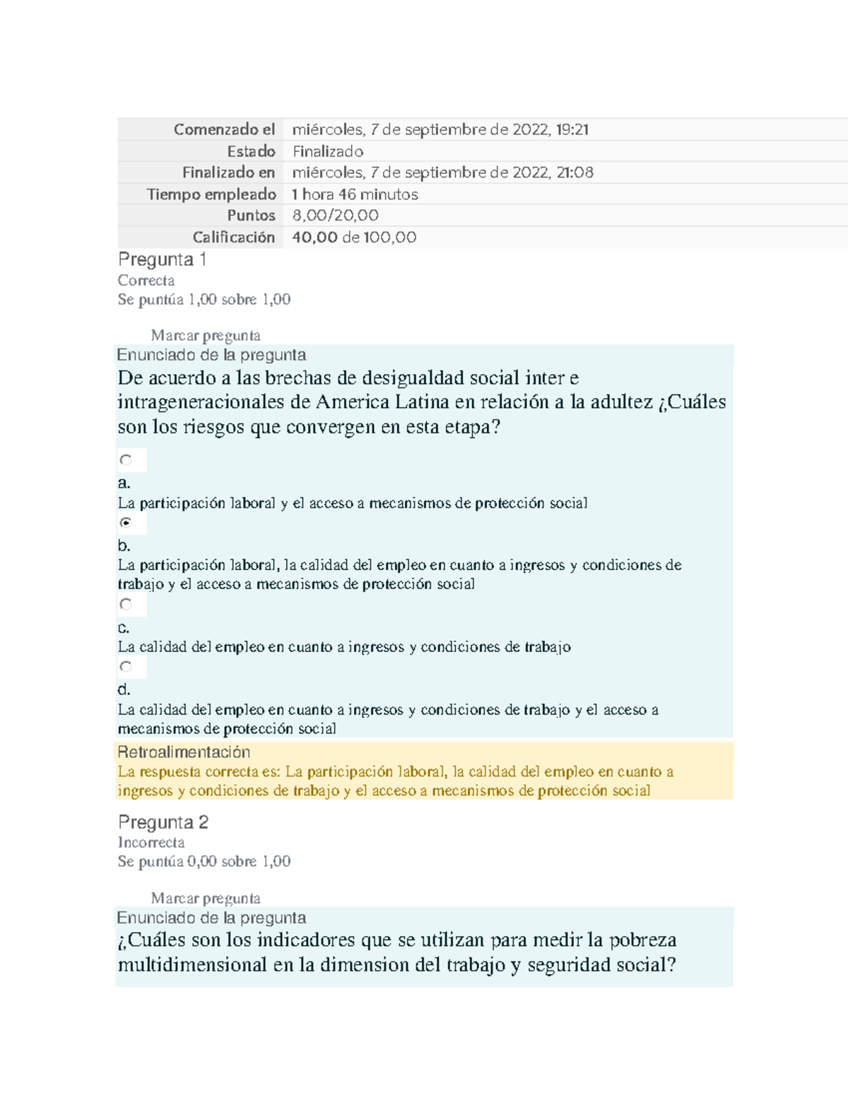 Examen sobre Pobreza y Exclusión Social - Correcciones y Resultados ...