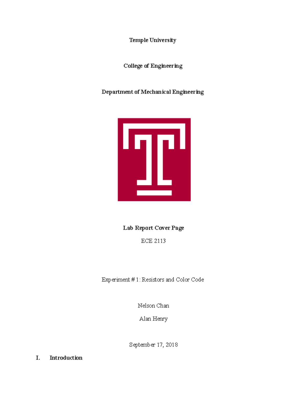 ECE 2113 Lab Report: Resistors & Color Code Experiment #1 - Studocu