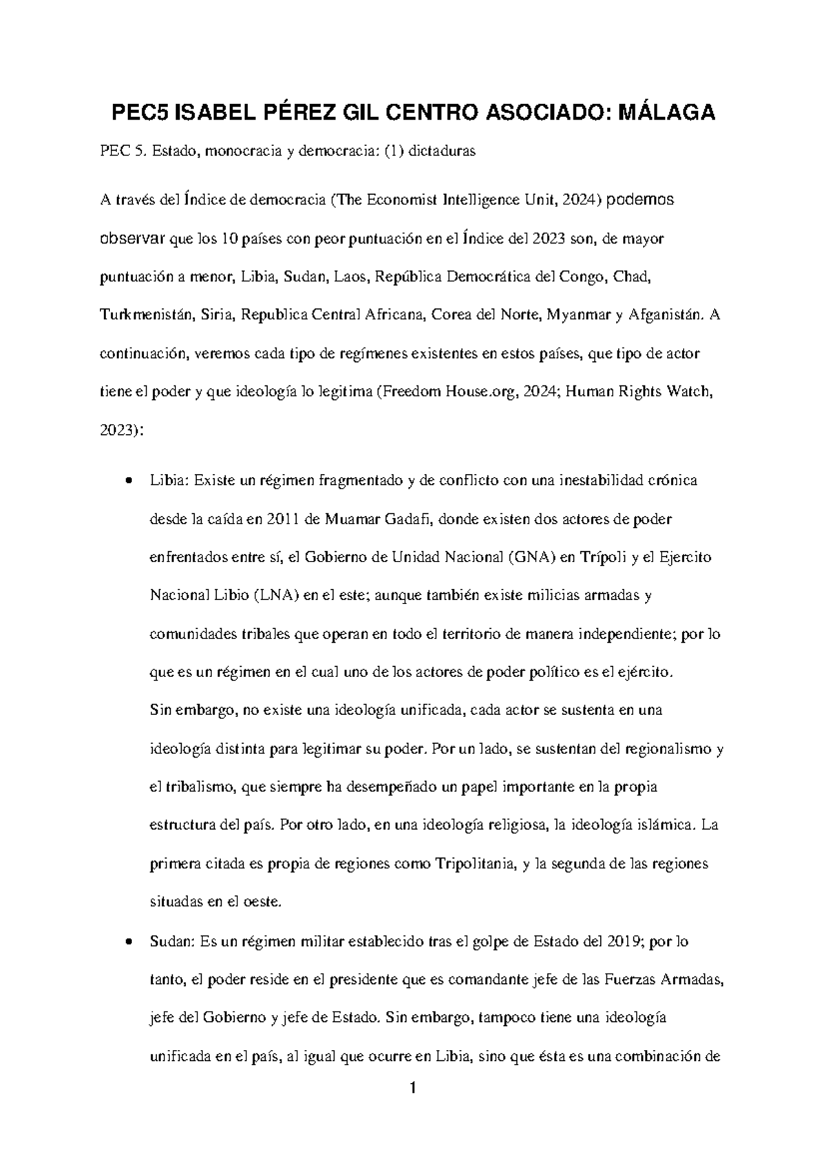 PEC5 Estado, Monocracia y Democracia: Análisis de Dictaduras 2023 - Studocu