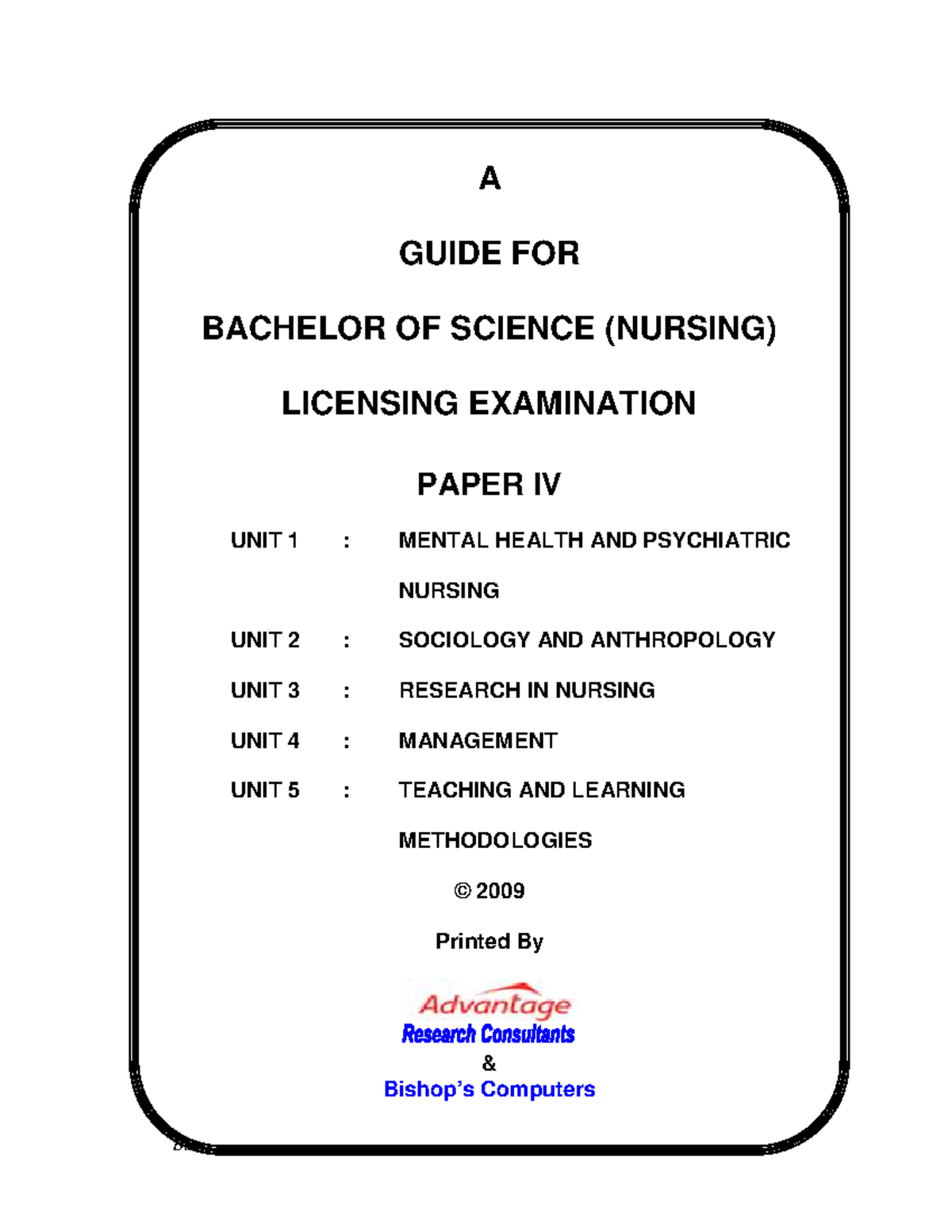 Paper IV: BSc Nursing Licensing Exam Guide - Mental Health & Nursing ...