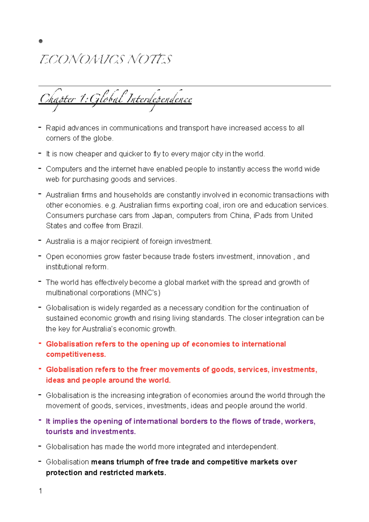 ECON101: Economic Notes on Global Interdependence and Trade Dynamics ...