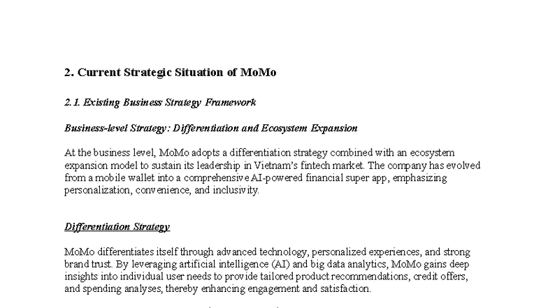 2.1. MoMo's Strategic Differentiation & Ecosystem Expansion Analysis ...