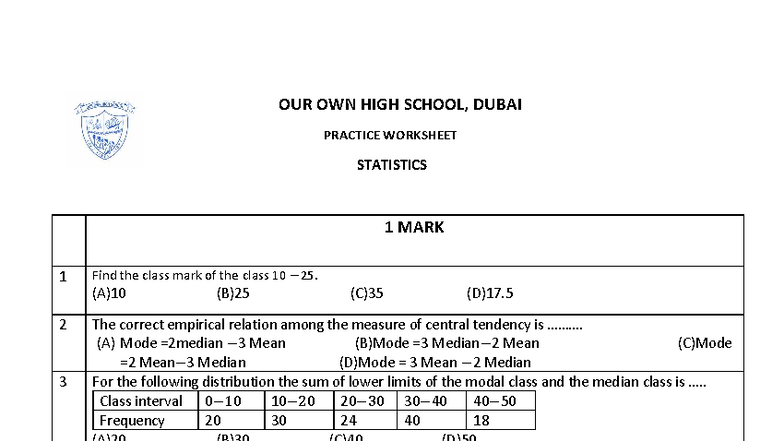 Statistics Worksheet CASE Study - Practice Problems and Solutions - Studocu