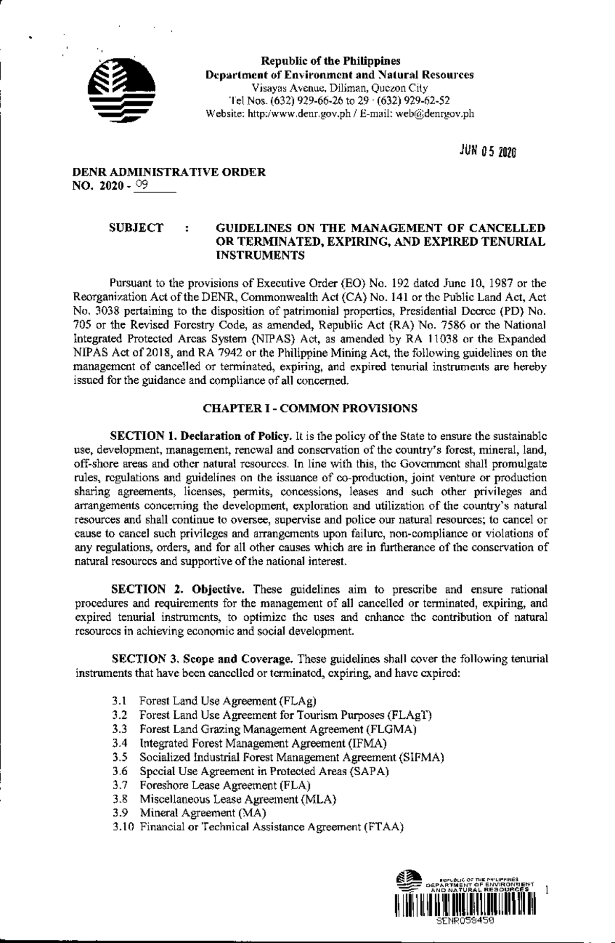 Guidelines ON THE Management OF Cancelled OR Terminated, Expiring AND ...