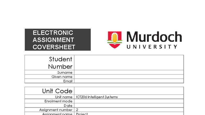 ICT206 Project Template with Rubric - ELECTRONIC ASSIGNMENT COVERSHEET ...