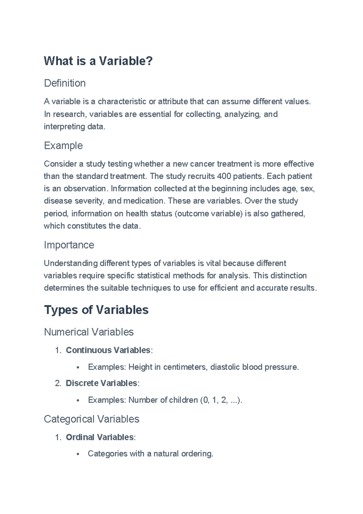 Week 1 summary notes - overview of week 1 - What is a Variable ...