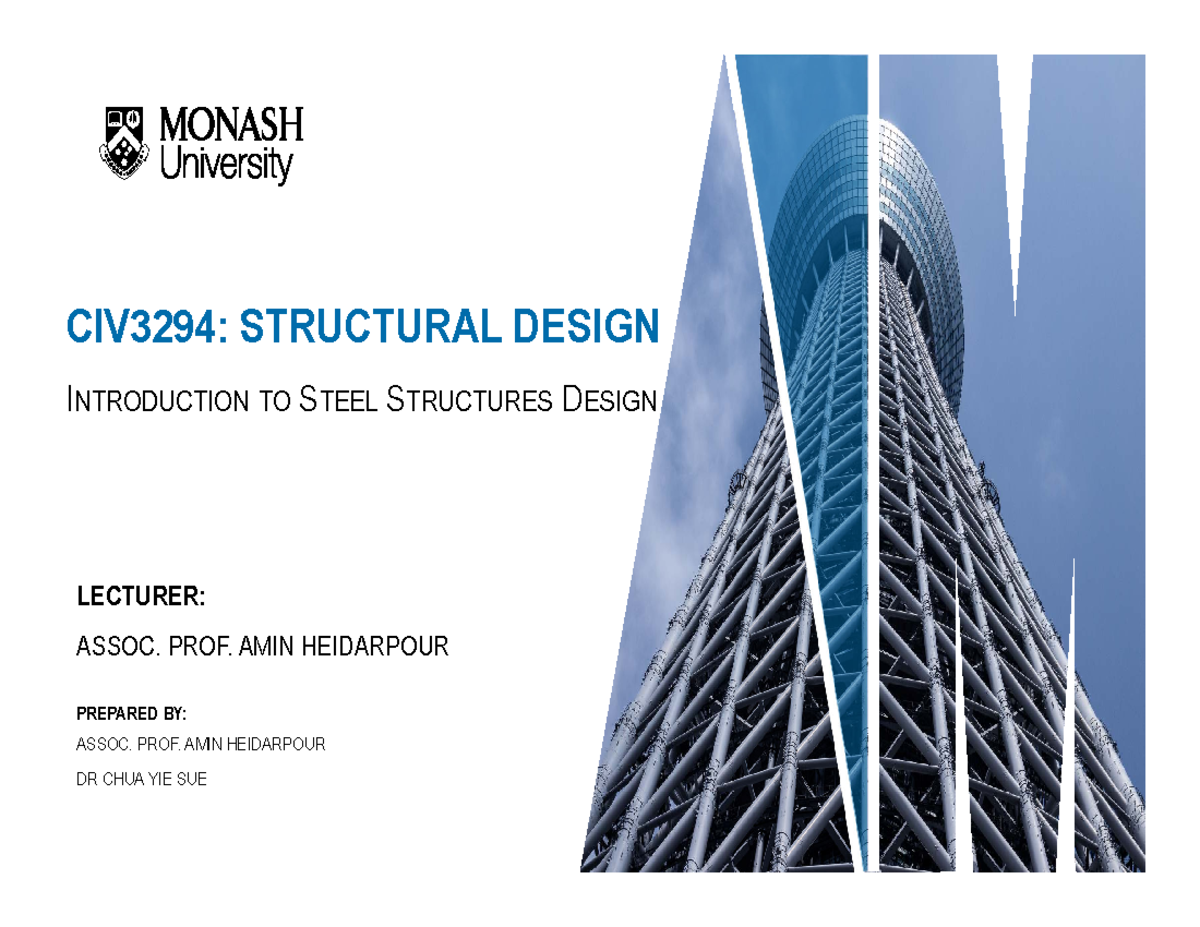 Civ3294 Lecture Notes On Introduction To Steel Structures Design Studocu